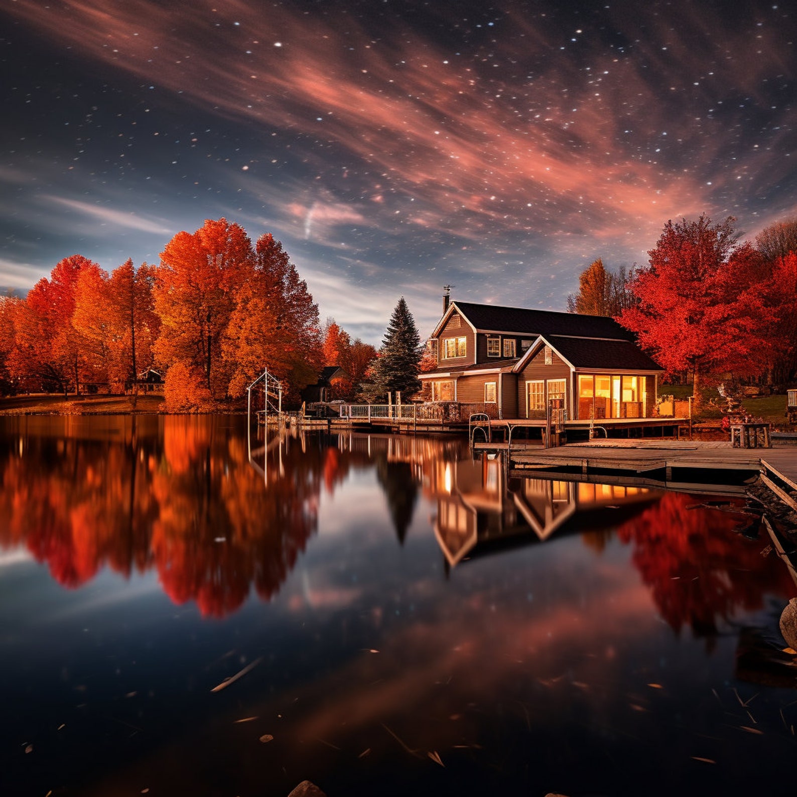 Autumn on the Lake - Etsy