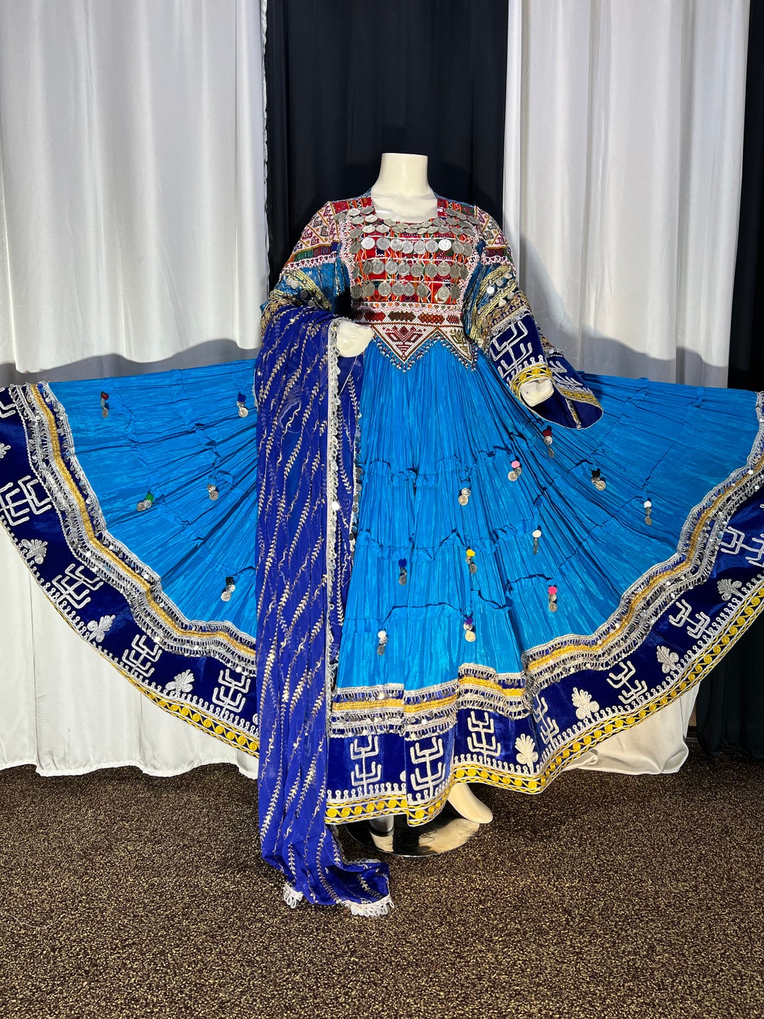 Afghan Traditional Dress With Most Beautiful Embroidery Charma - Etsy