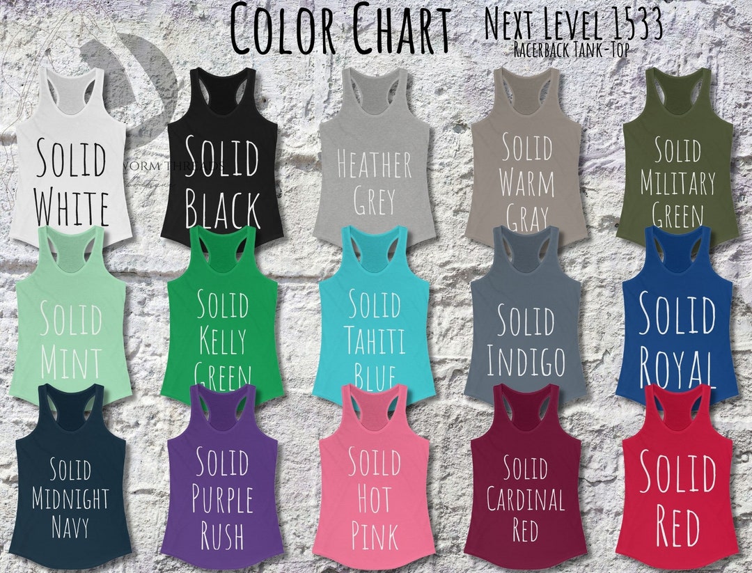 Next Level Size Chart Next Level Color Chart Next Level 1533 - Etsy