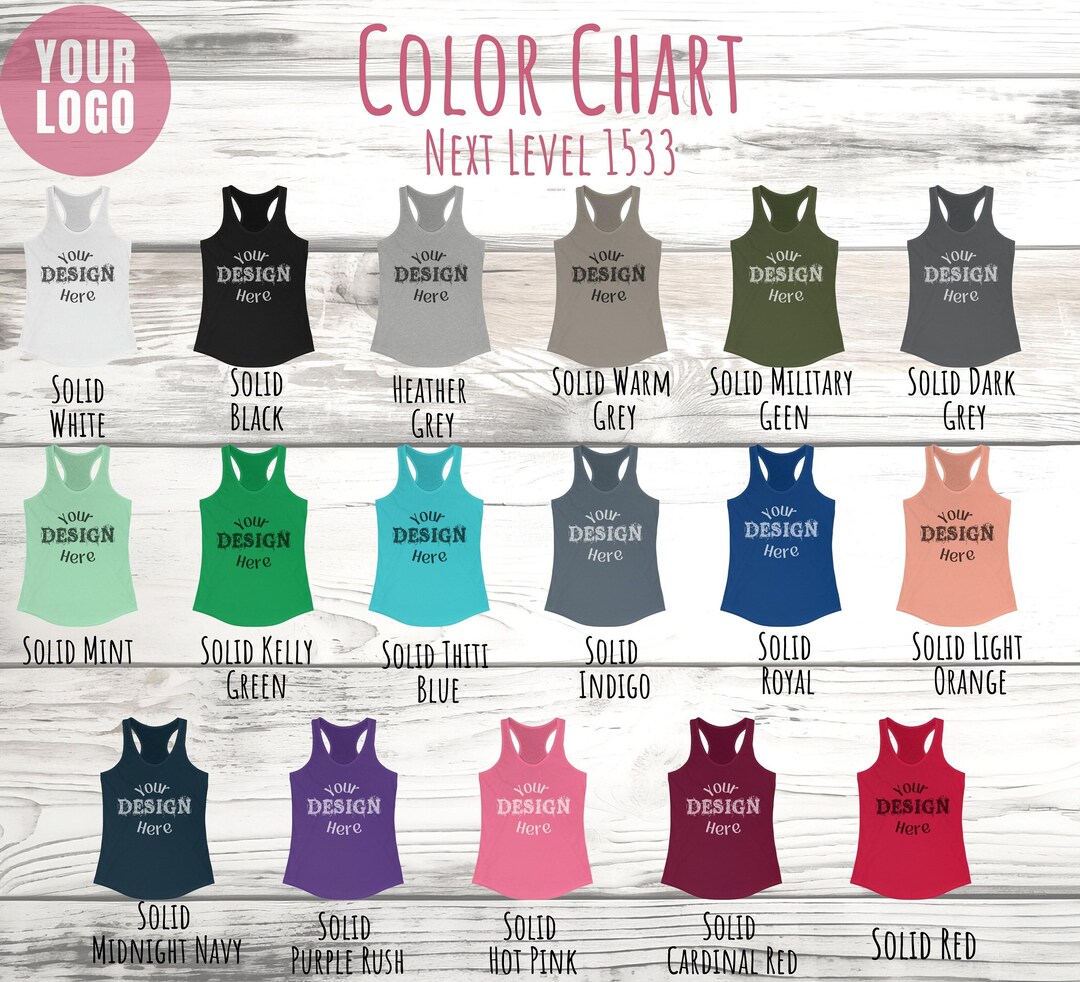 Editable Next Level Size Chart, Next Level Color Chart, Next Level 1533 ...