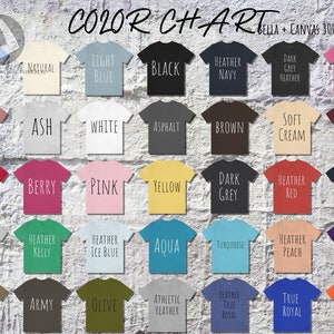 Bella Canvas Size Chart, Bella Canvas 3001, Color Chart Bundle Printify ...