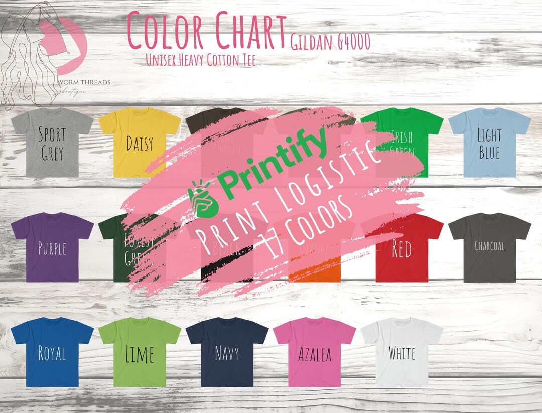 Gildan 64000 Size Chart, Gildan 64000 Color Chart, Color Chart & Size ...