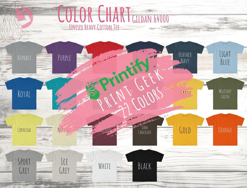 Gildan 64000 Size Chart, Gildan 64000 Color Chart, Color Chart & Size ...