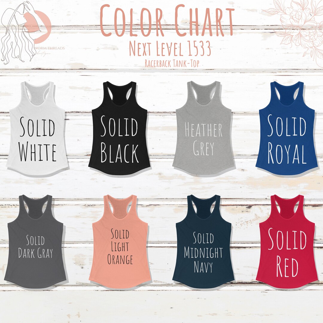 Next Level Size Chart Next Level Color Chart Next Level 1533 - Etsy