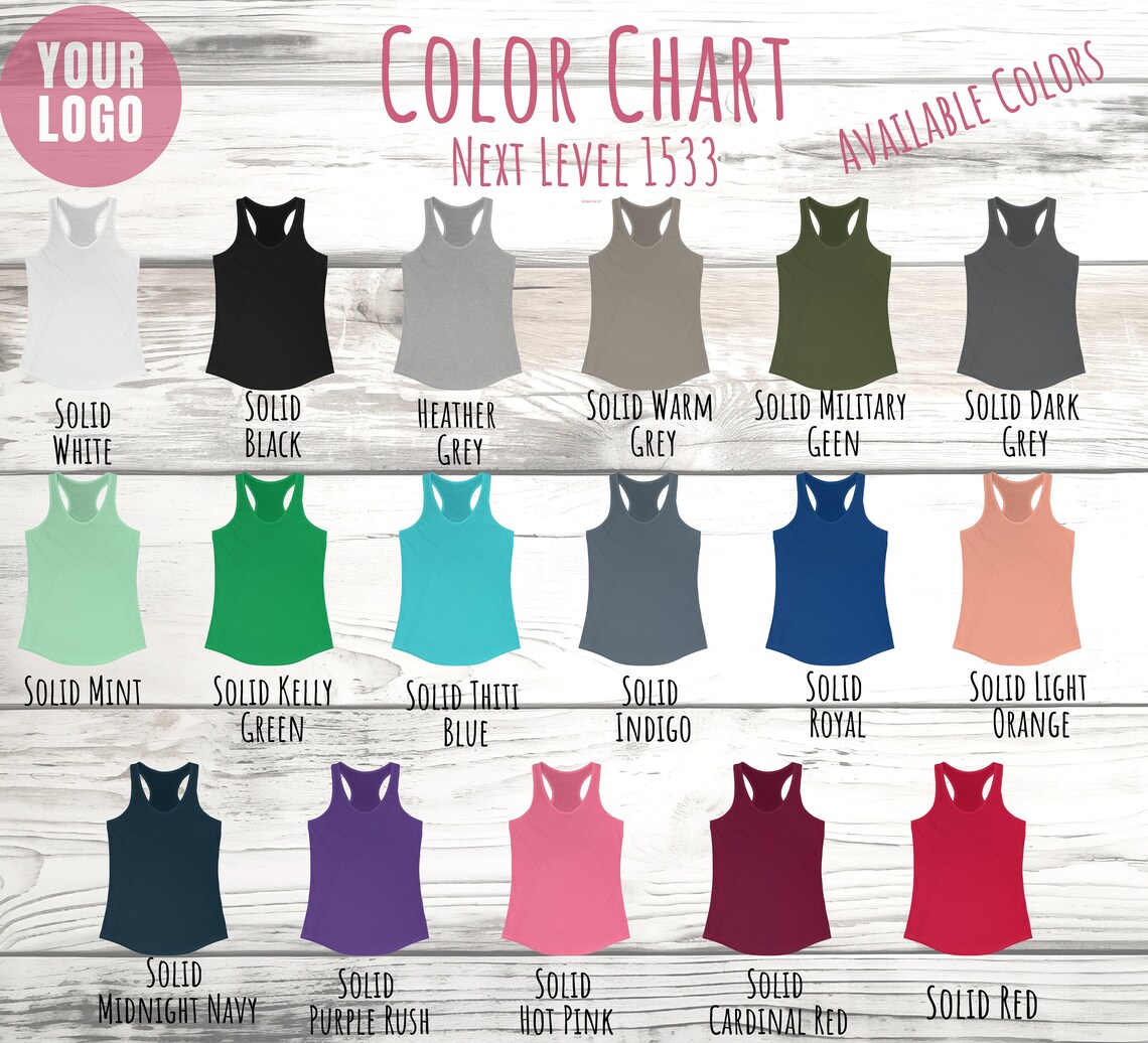 Editable Next Level Size Chart, Next Level Color Chart, Next Level 1533 ...