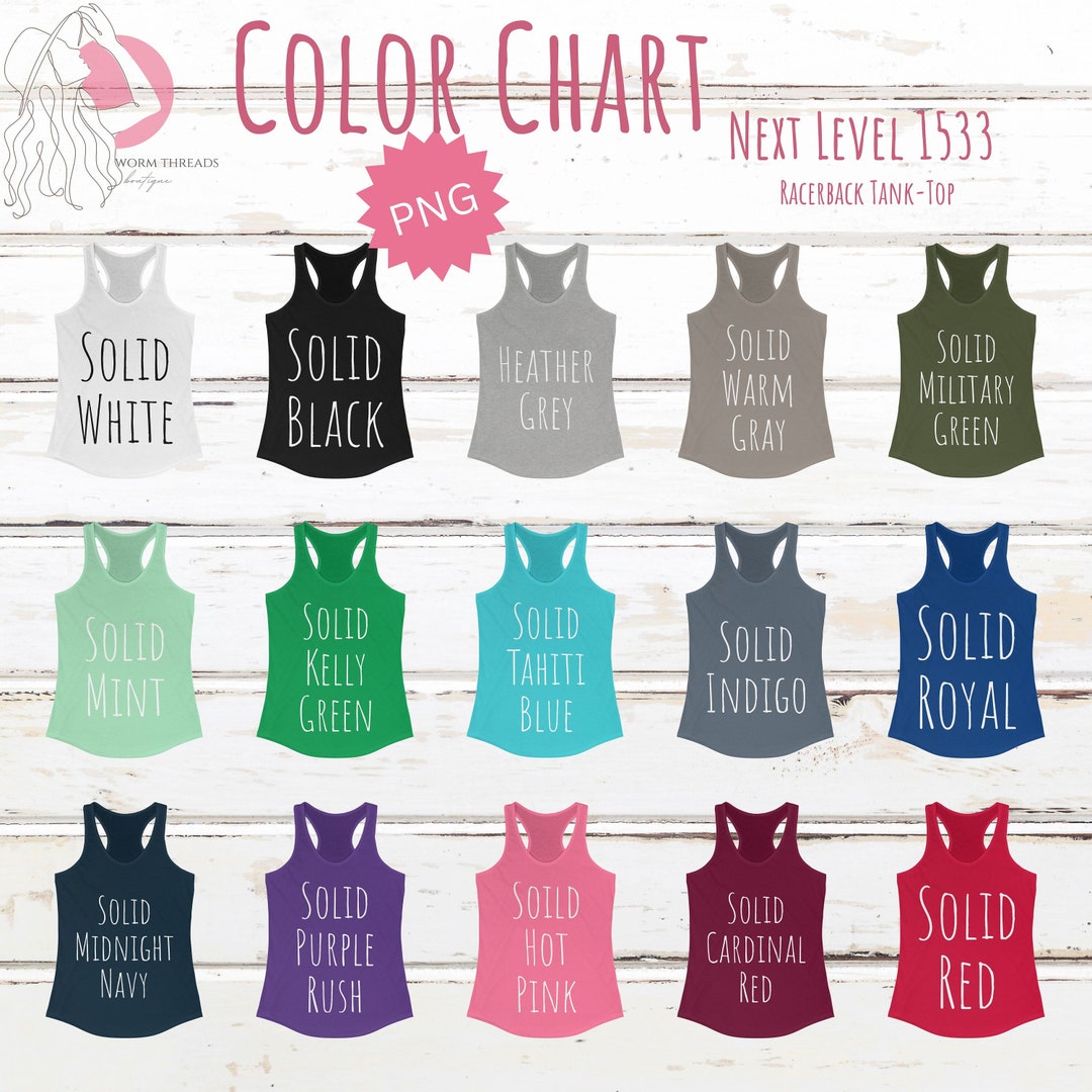 Next Level Size Chart, Next Level Color Chart, Next Level 1533 , Next ...