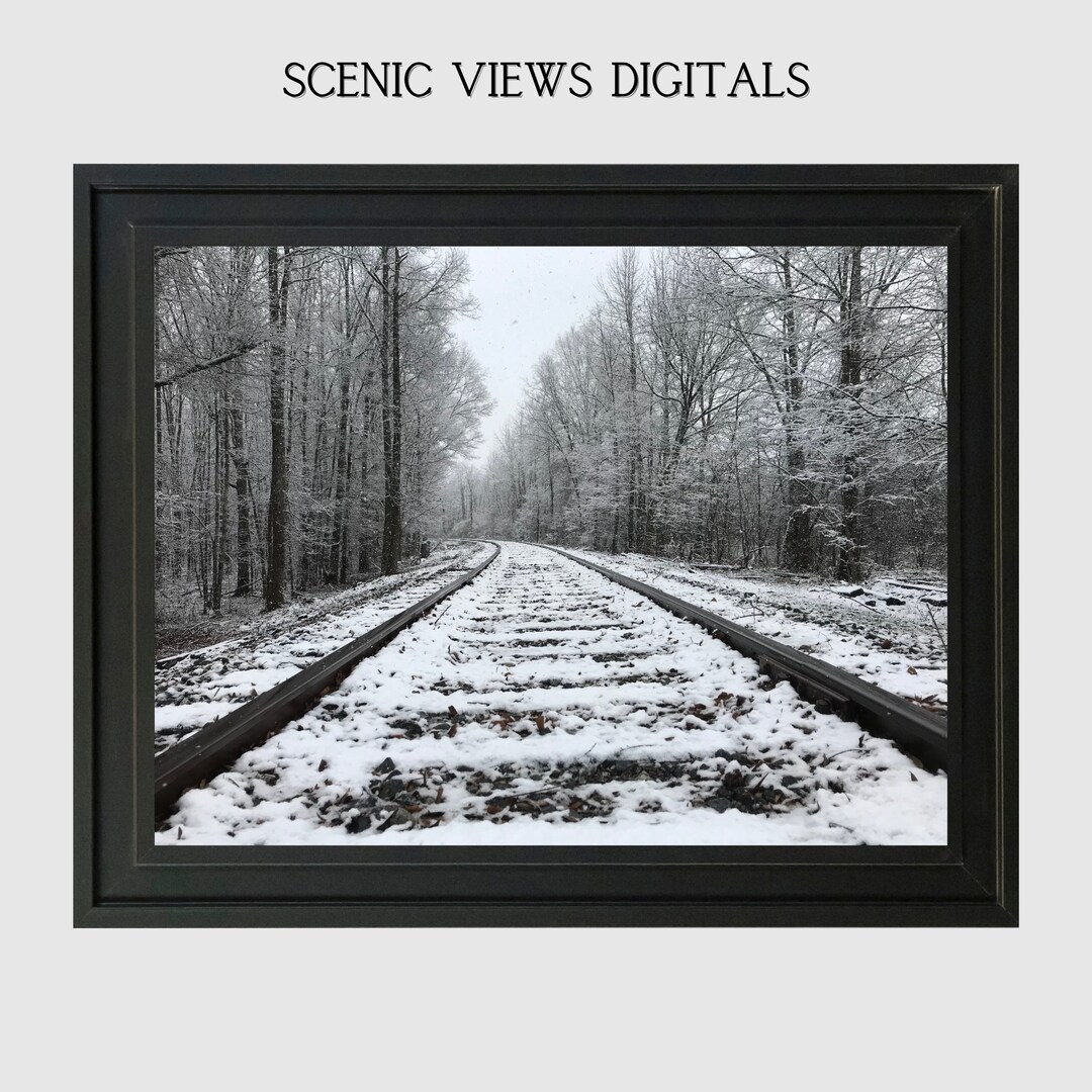Train Tracks in the Snow Wall Art Snow Decor Train Tracks Wall Art ...