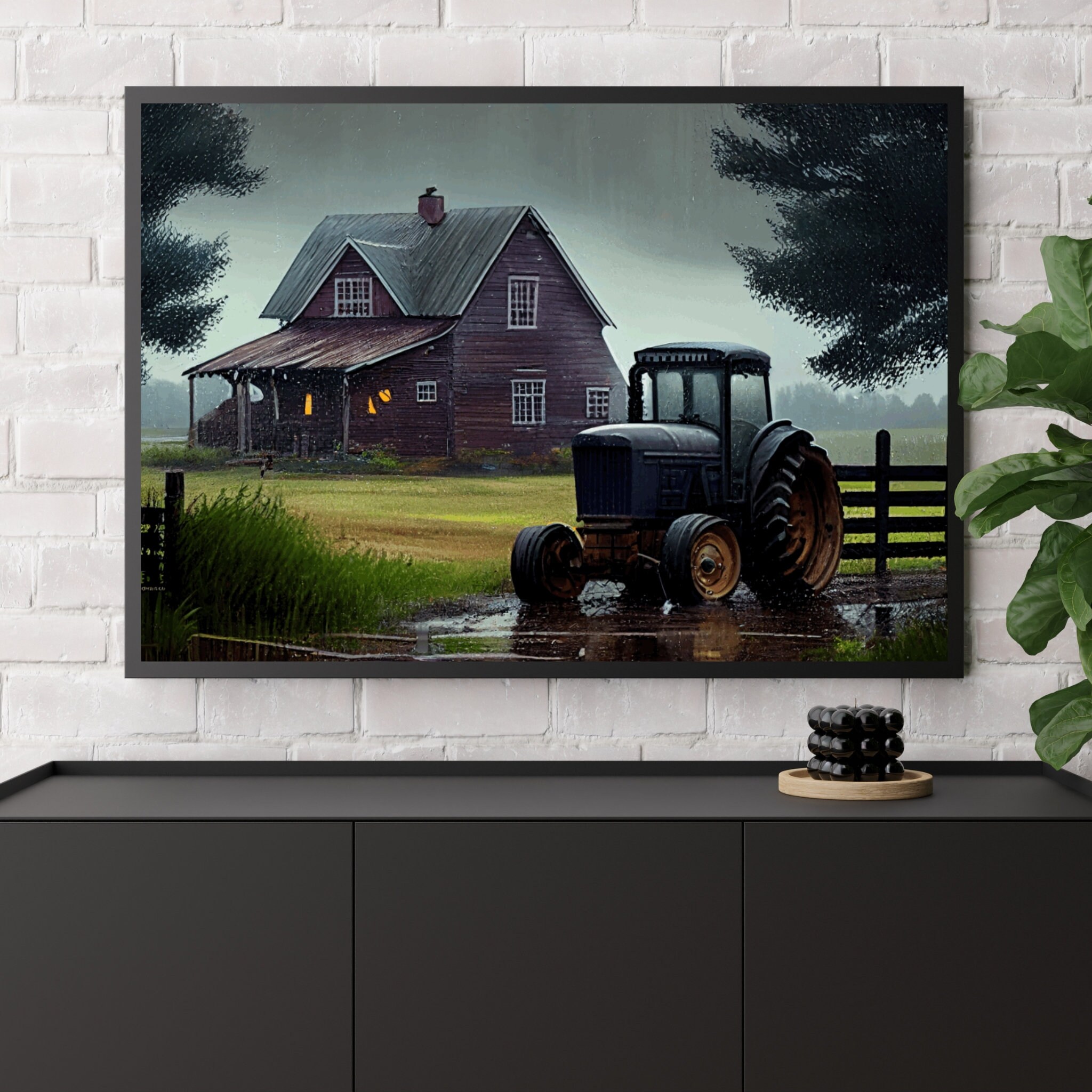 Farmhouse Painting Instant Download Tractor Wall Art Farm Decor Rainy ...