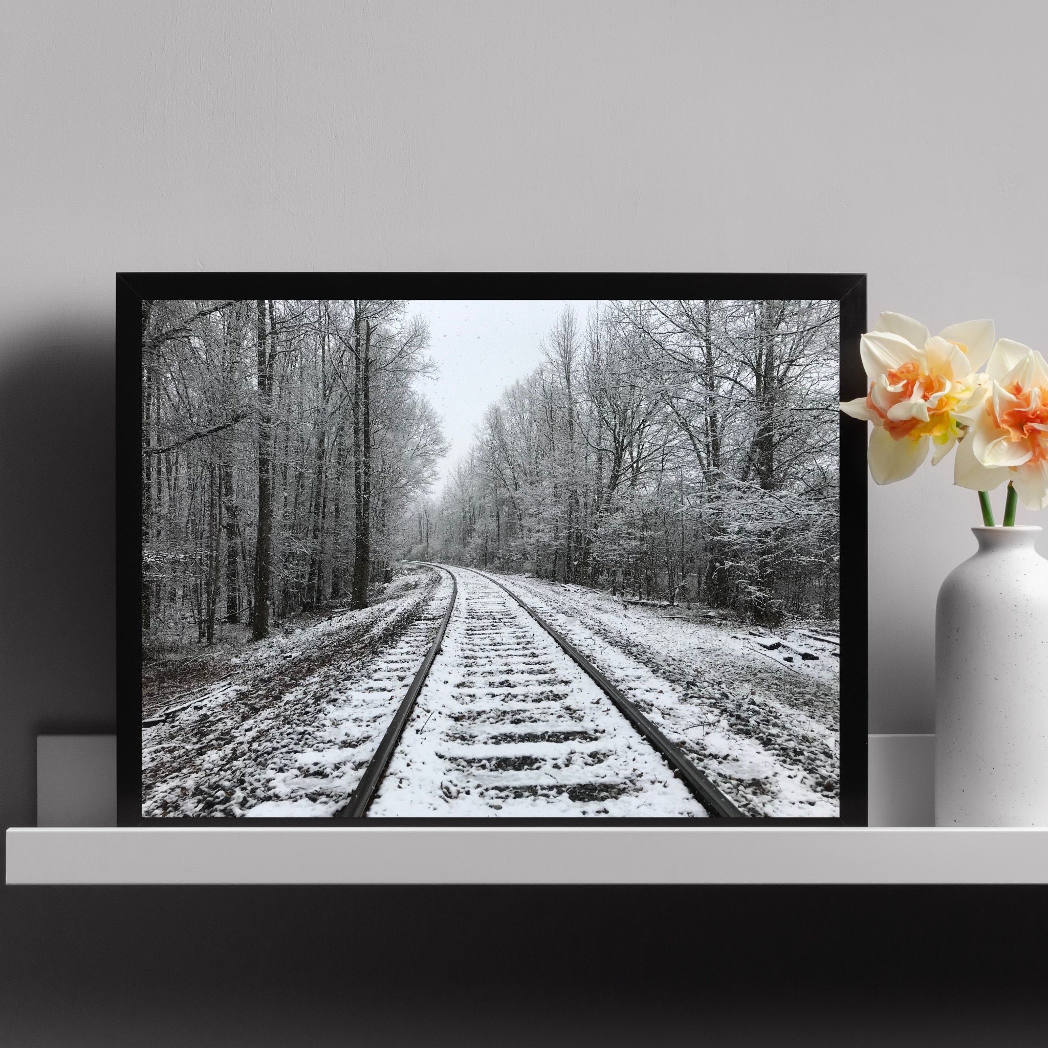 Snow Wall Art Train Tracks Wall Art Weather Wall Art Winter Decor ...