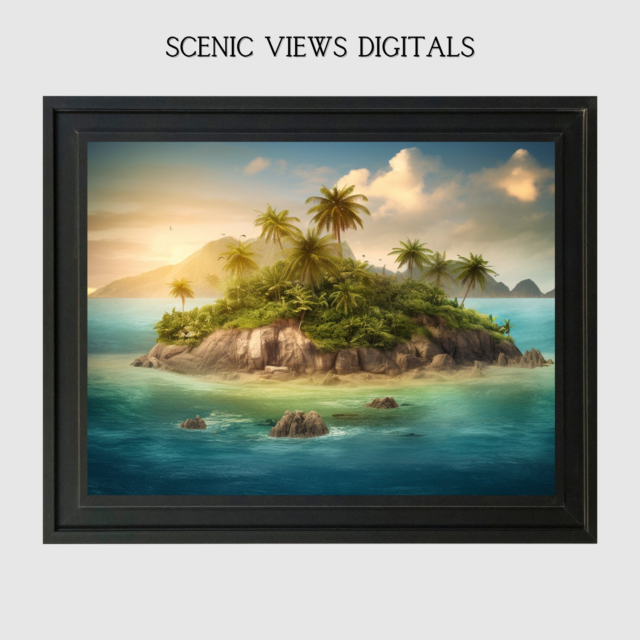 Island Painting Instant Download Tropical Wall Art Painting Instant ...