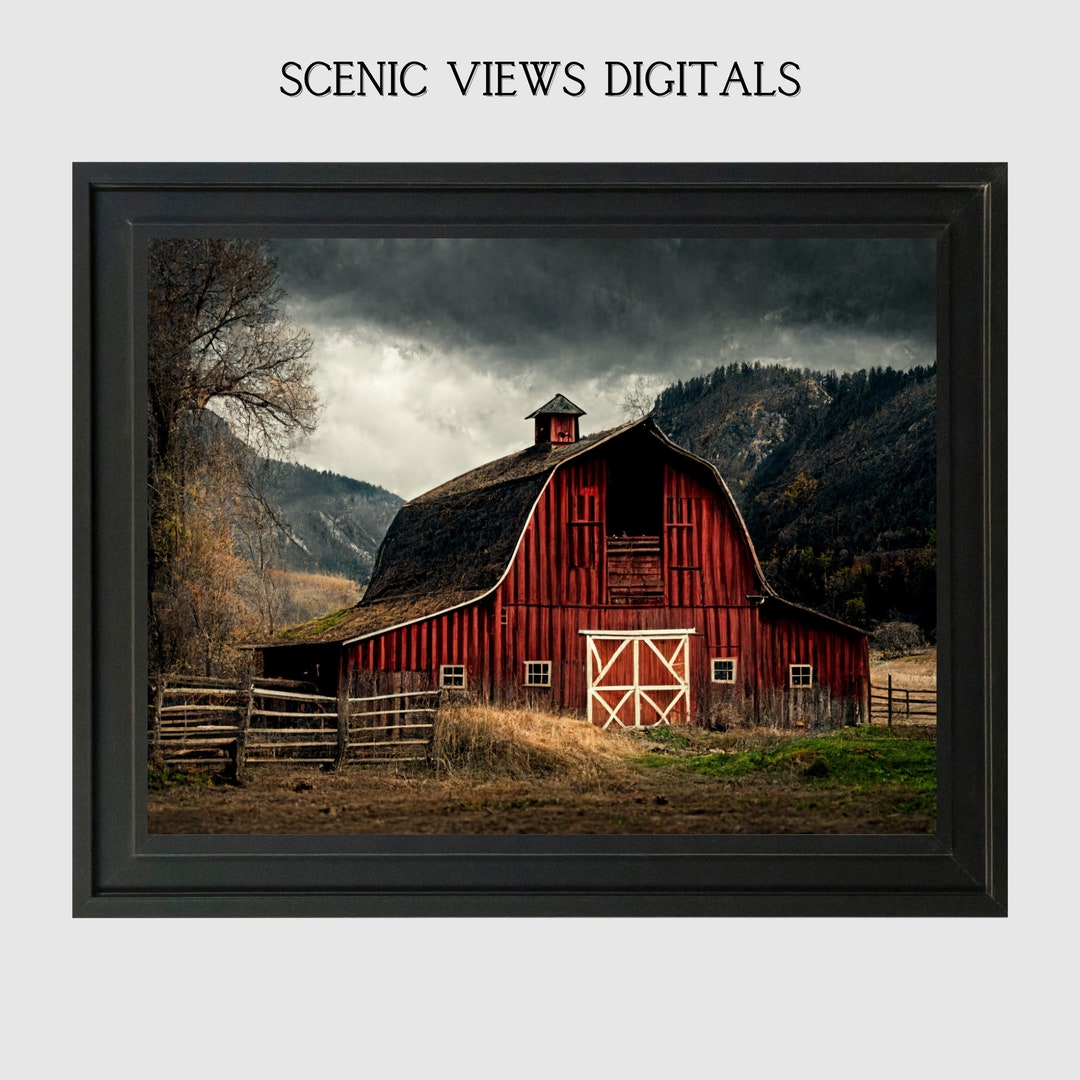 Red Barn Farm Decor Barn Wall Art Barn on Farm Wall Art Horse Barn ...