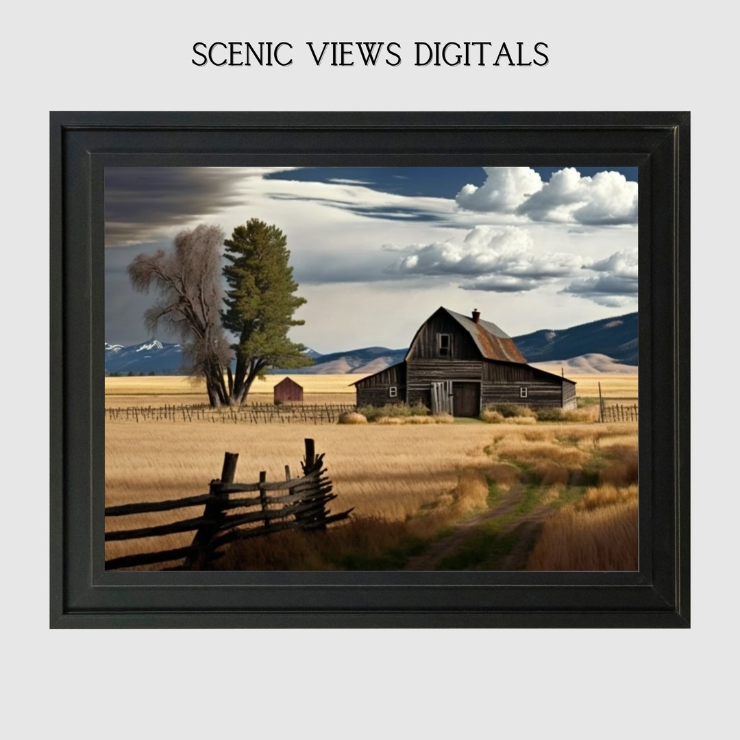 Rustic Barn in Valley Instant Download Barn Decor Barn Wall Art ...