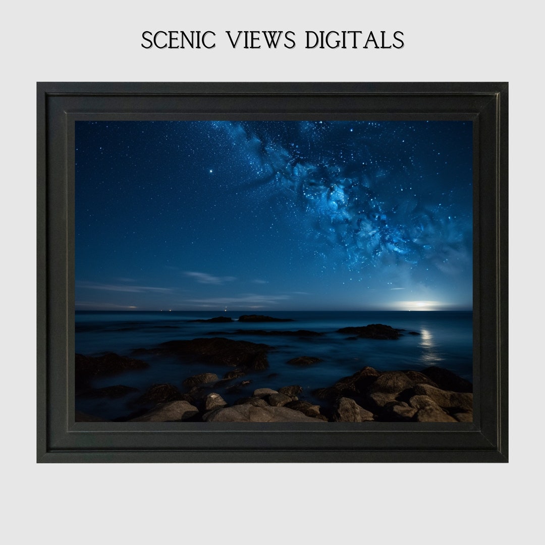 Night Sky Over Ocean Wall Art Night Sky Decor Nursery Decor Night Sky ...