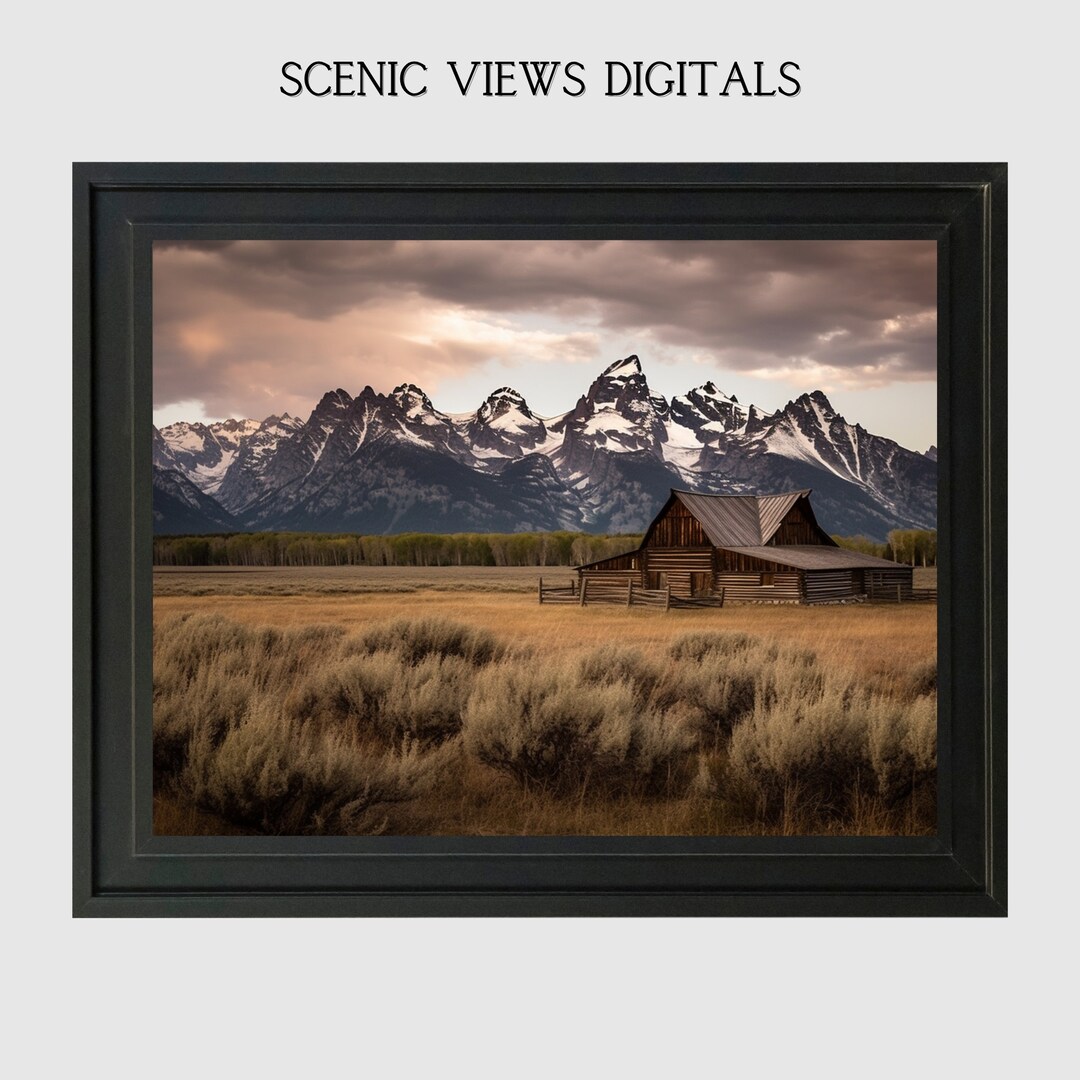 Barn in Valley Instant Download Rustic Barn Wall Decor Mountain Wall ...