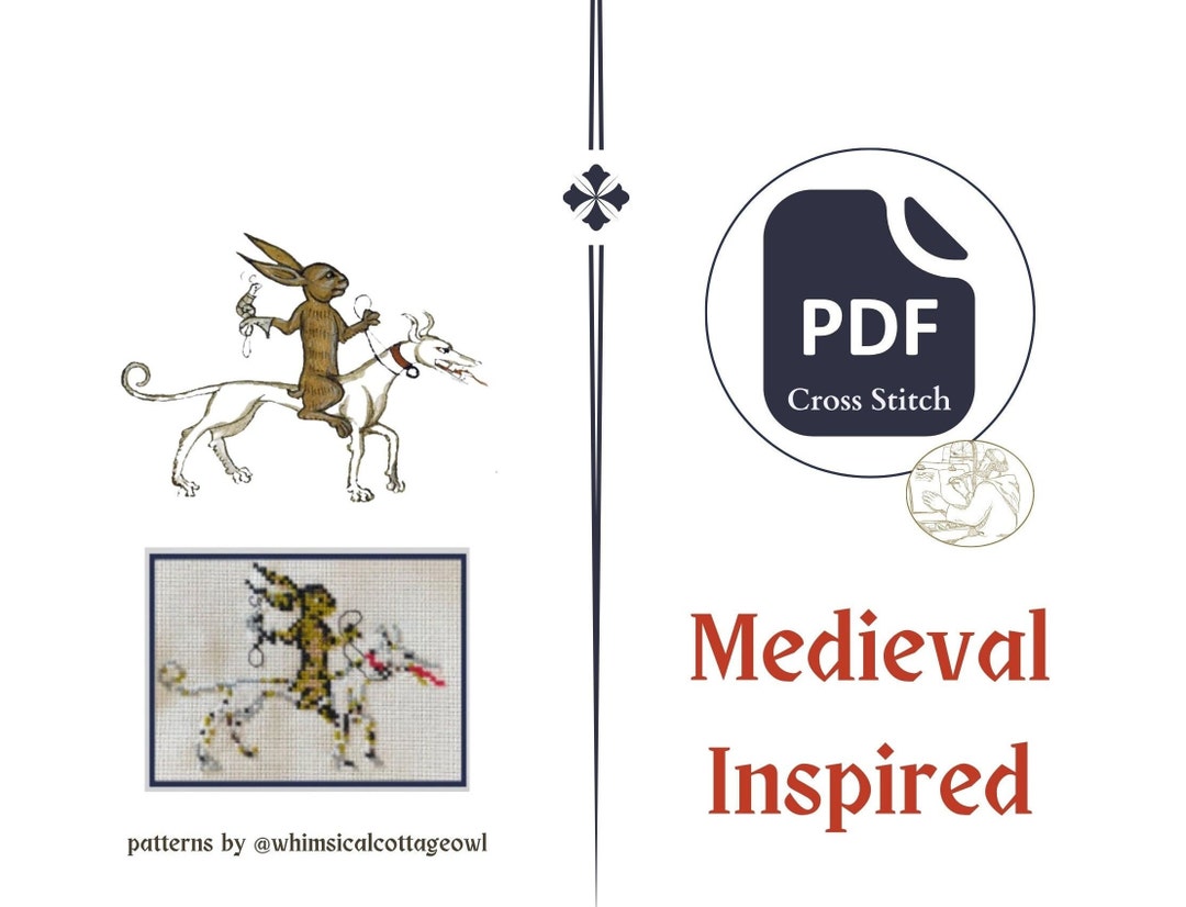 Easy Cross Stich Pattern Medieval Rabbit Art With Bonus Pattern for ...
