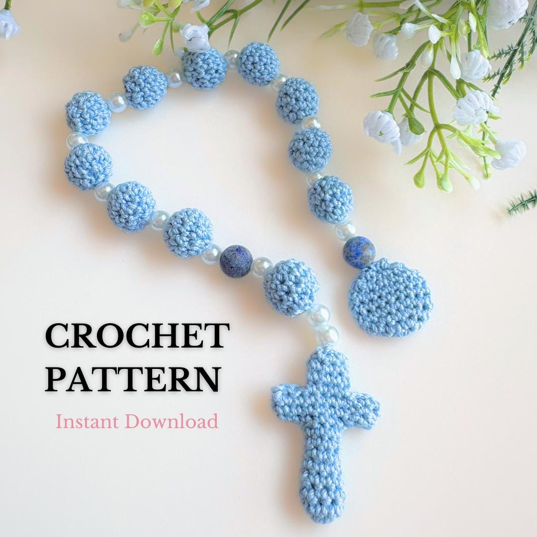Rosary Crochet Pattern – Crochet Cross Prayer Beads, DIY Christian ...