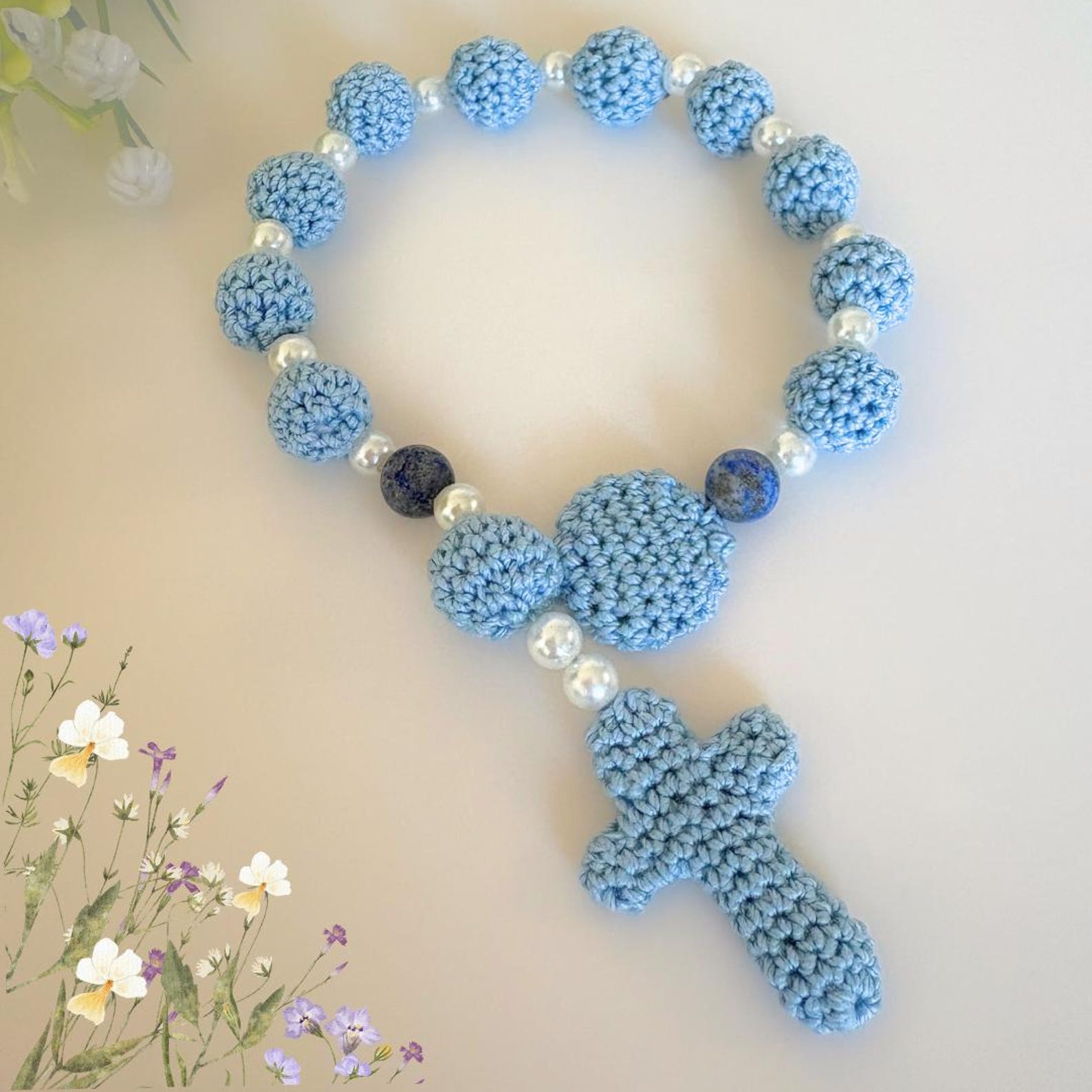 Rosary Crochet Pattern – Crochet Cross Prayer Beads, DIY Christian ...