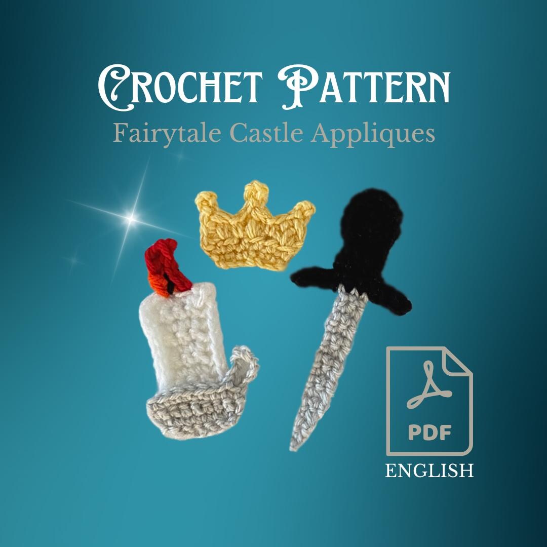 Crochet Castle Applique Pattern: Crown, Sword & Candle Motifs (PDF ...