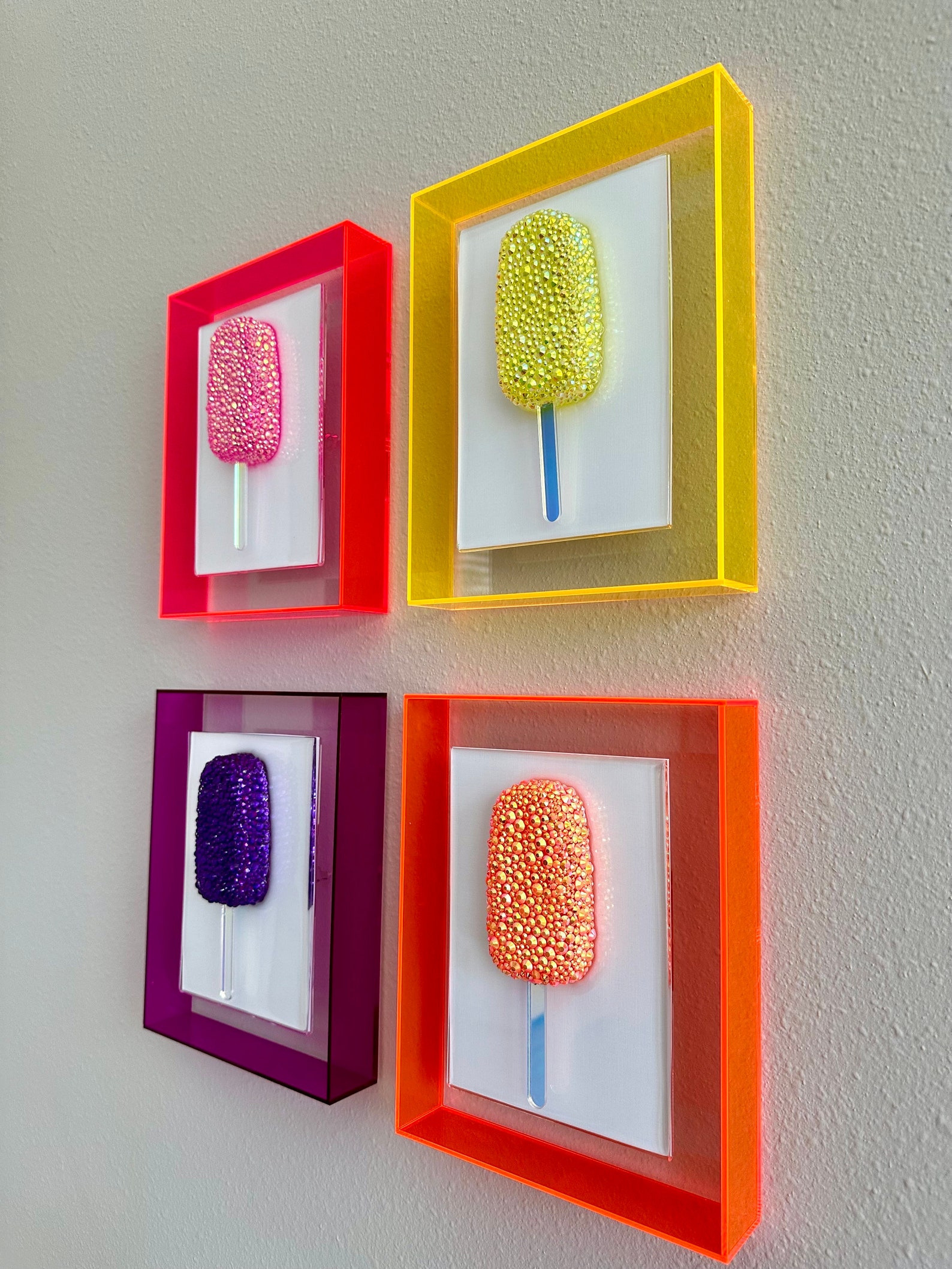 Neon Rhinestone Popsicle Resin Wall Art: Handmade Pop Art Decor - Etsy