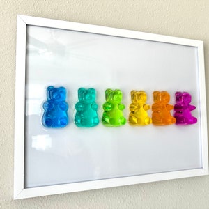 Rainbow Gummy Bear Resin Wall Art 12x16, Gummy Bear Pop Art, Epoxy Home ...
