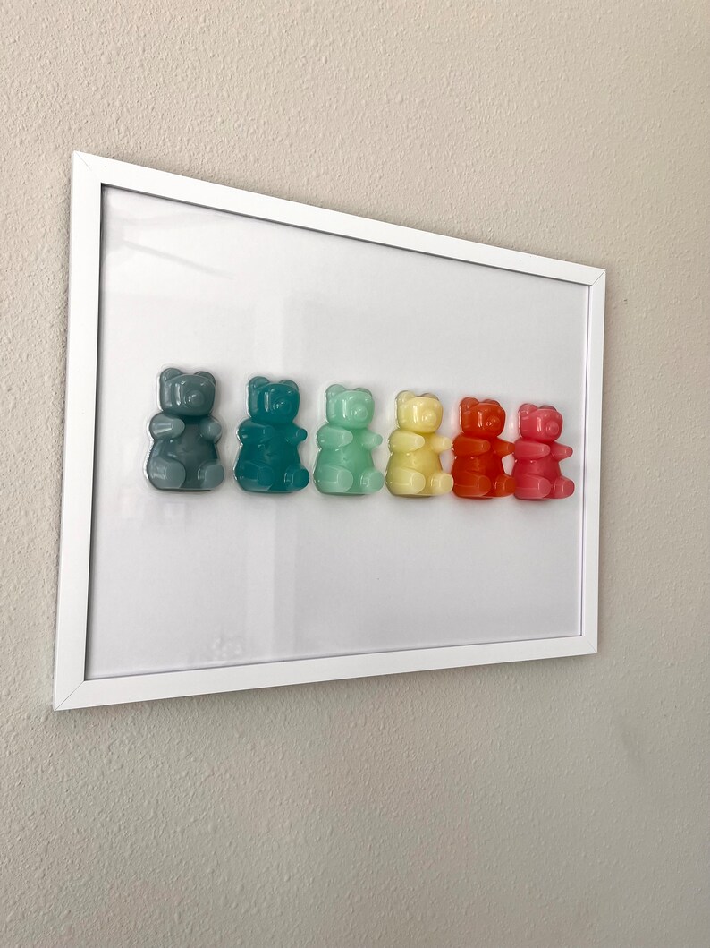 Matte Rainbow Gummy Bear Resin Wall Art: Handmade Pop Art (12x16) - Etsy