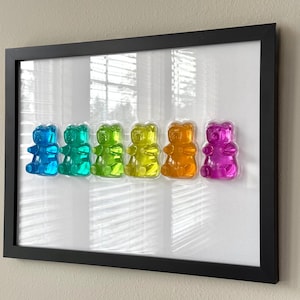 Rainbow Gummy Bear Resin Wall Art (12x16), Gummy Bear Pop Art, Epoxy ...