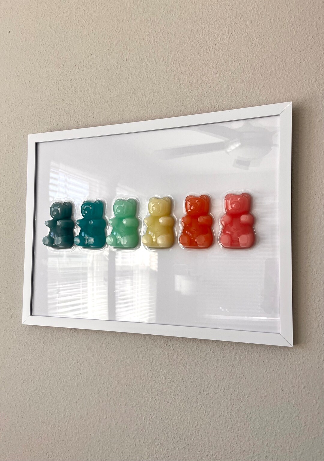 Matte Rainbow Gummy Bear Resin Wall Art: Handmade Pop Art (12x16) - Etsy