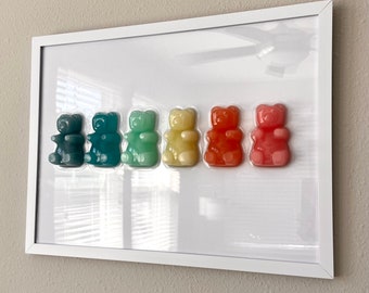 Rainbow Gummy Bear Resin Wall Art 12x16, Gummy Bear Pop Art, Epoxy Home ...
