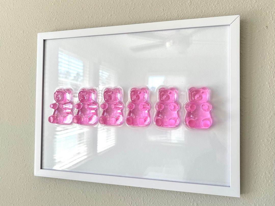 Pink Gummy Bear Resin Wall Art (12x16), Gummy Bear Pop Art, Epoxy Home ...