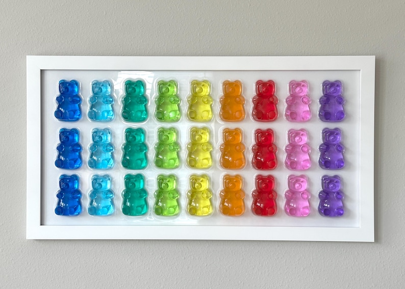 Large Rainbow Gummy Bear Resin Wall Art: Handmade Pop Art Decor (12x24 ...