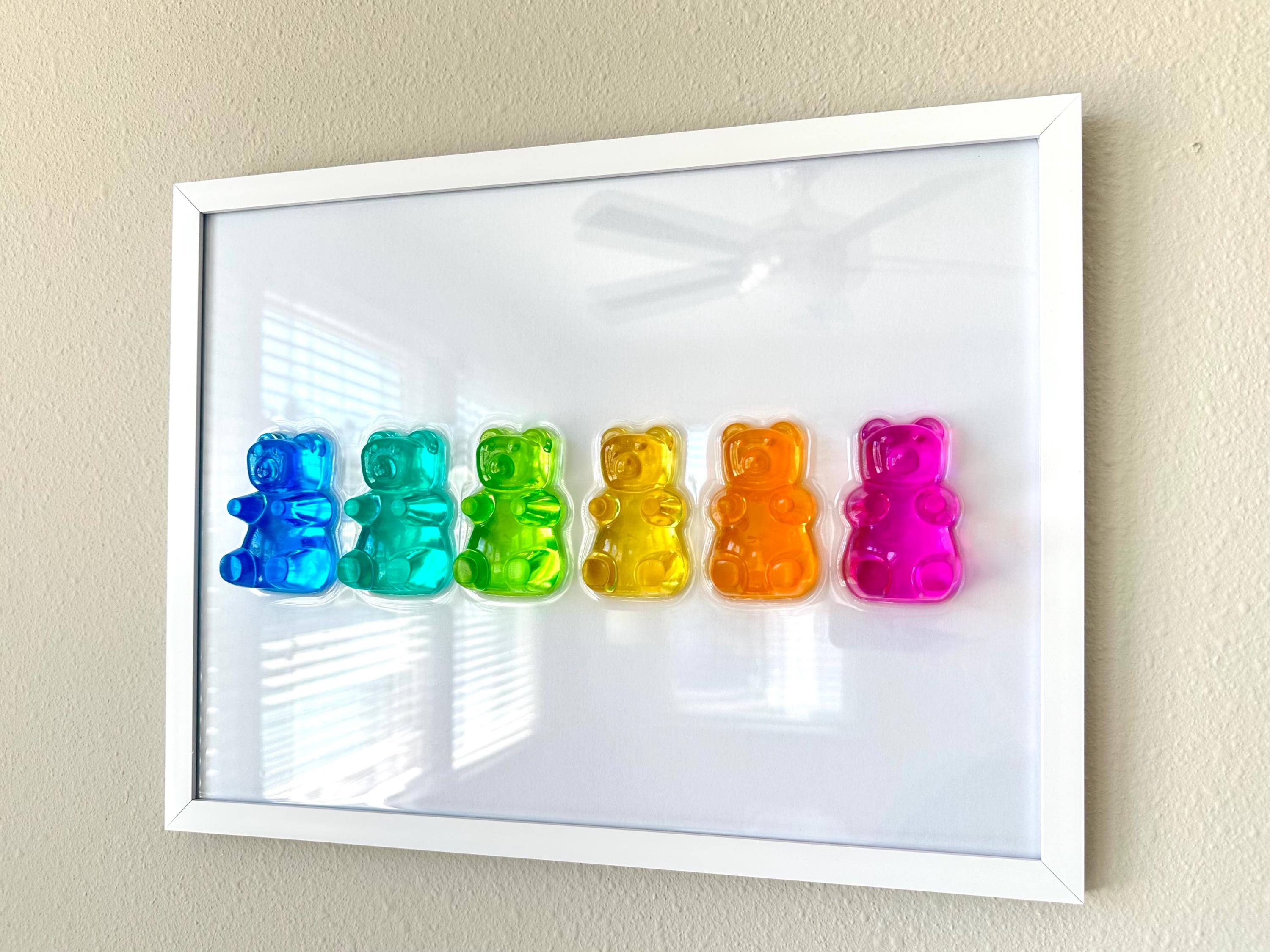 Rainbow Gummy Bear Resin Wall Art: Handmade Pop Art Decor (12x16) - Etsy