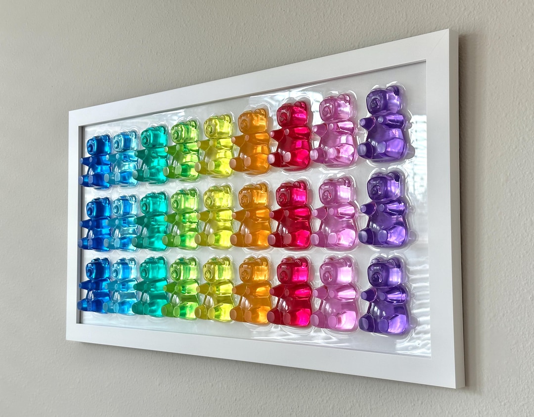 Large Rainbow Gummy Bear Resin Wall Art: Handmade Pop Art Decor (12x24 ...