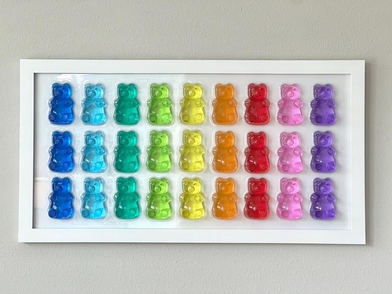 Large Rainbow Gummy Bear Resin Wall Art: Handmade Pop Art Decor (12x24 ...