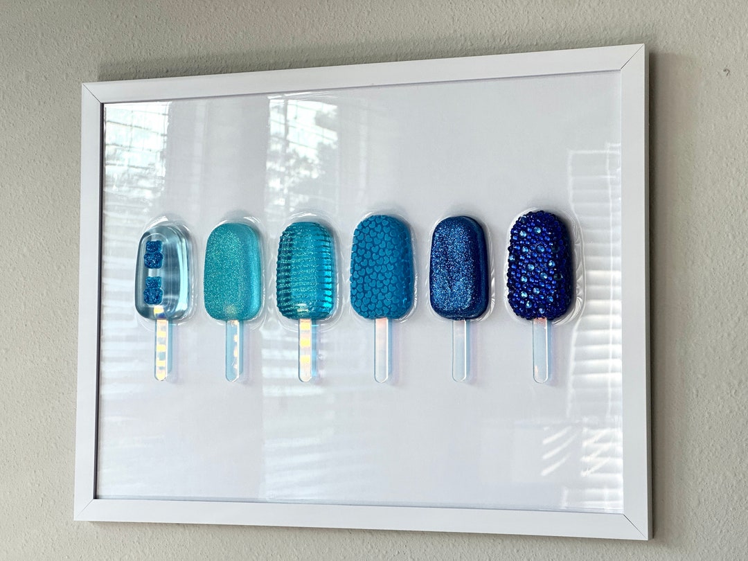 Blue Party Popsicle Resin Wall Art (12x16), Popsicle Pop Art, Epoxy ...
