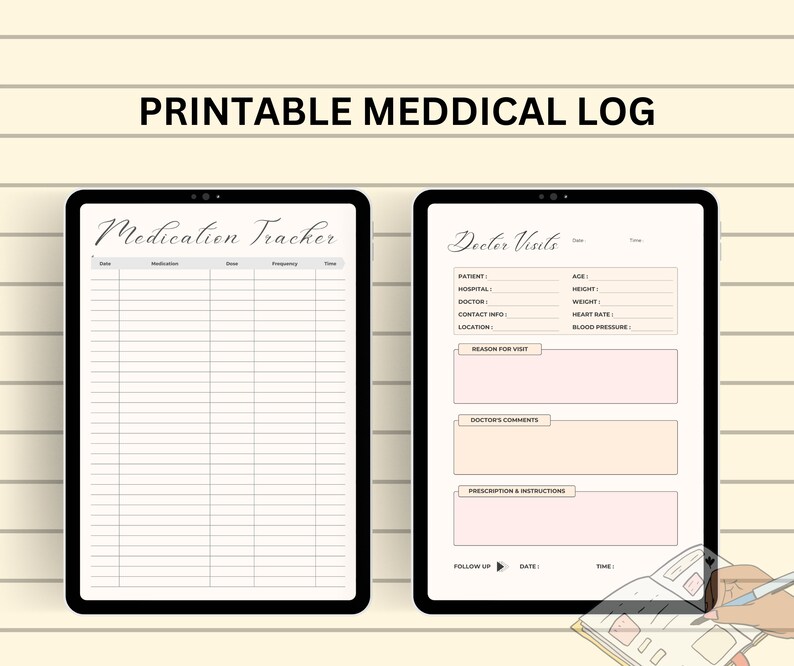 Printable Medical Log, Medical Expenses, Medication, Medical ...