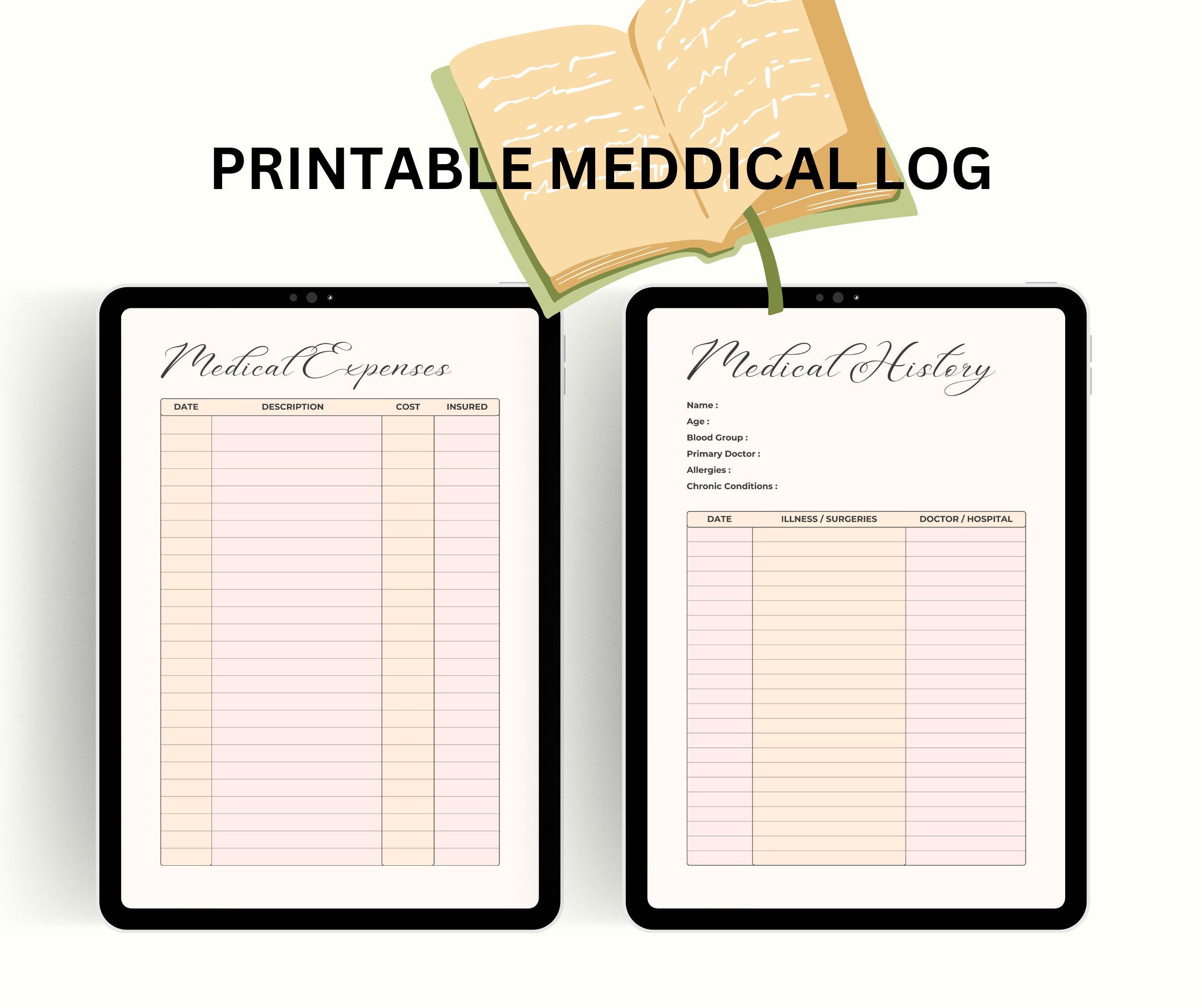 Printable Medical Log, Medical Expenses, Medication, Medical ...