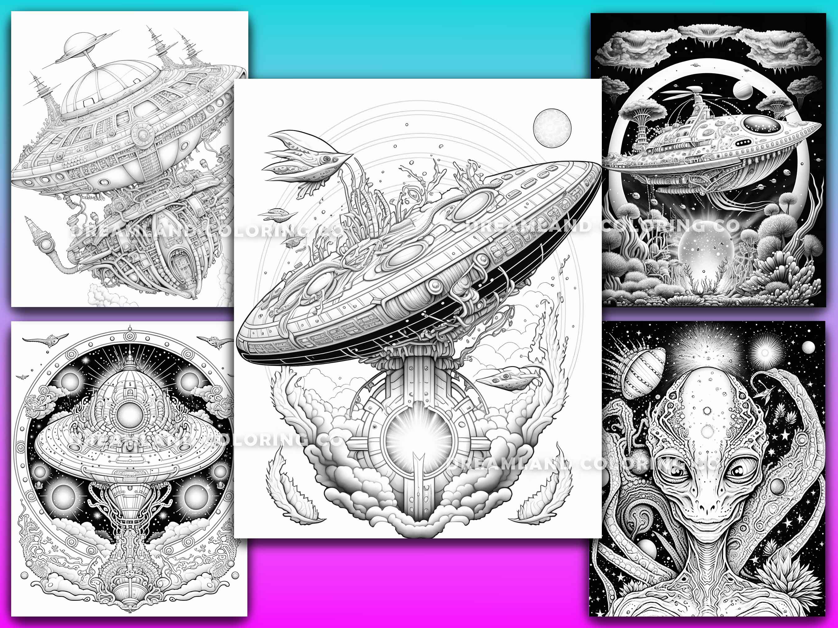 25 Space Traveler UFO Coloring Book Pages for Adults and Kids - Etsy