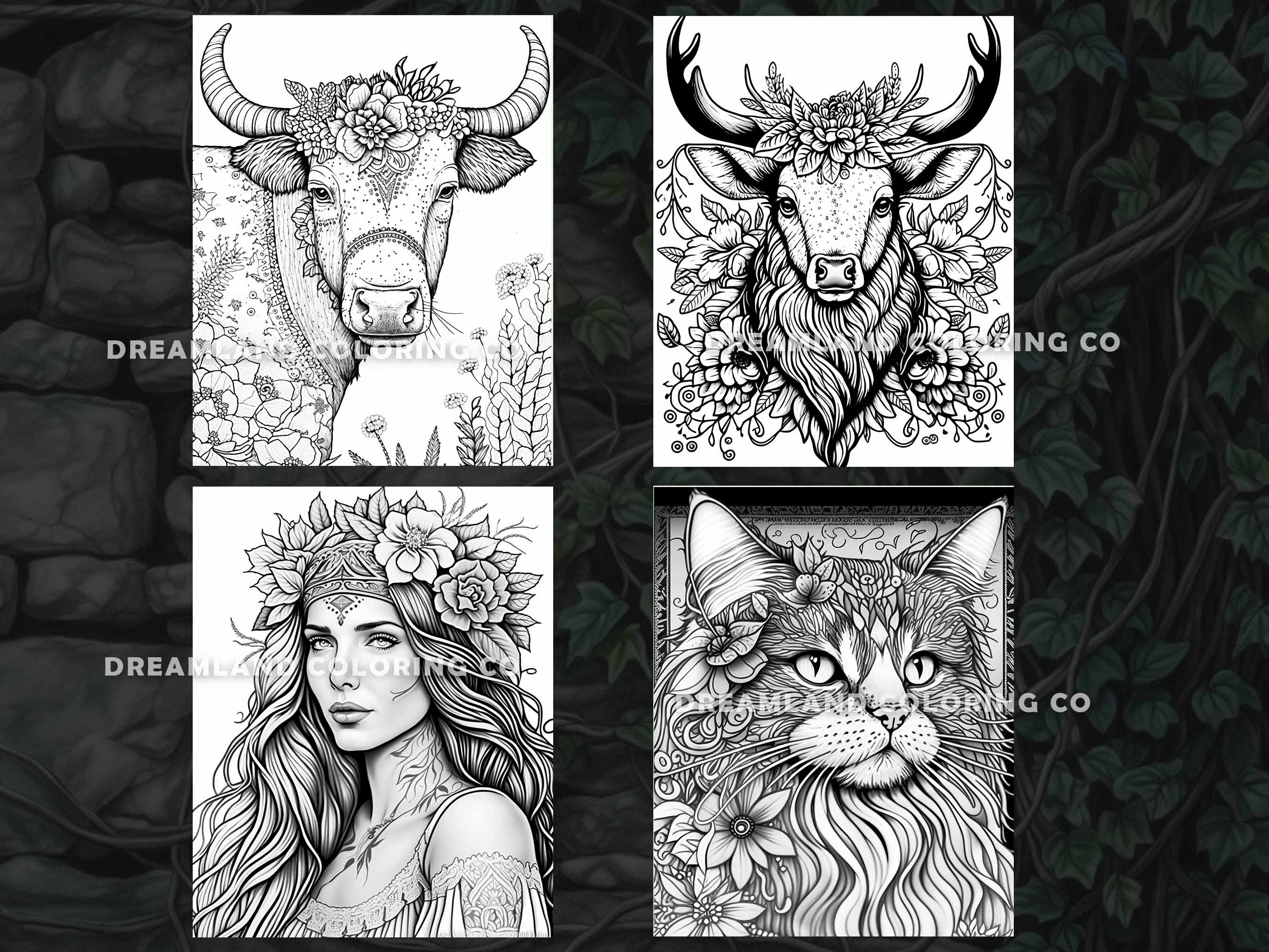 24 Spirited Boho Coloring Book Pages for Adults and Kids - Etsy