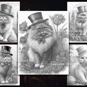 Cute Cat Coloring Pages for Kids and Adults: Printable Digital ...