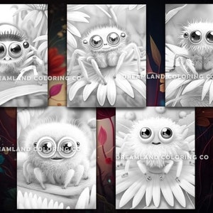Cute Jumping Spider Coloring Book Adult Kid Downloadable - Etsy