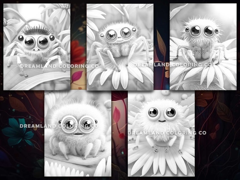 Cute Jumping Spider Coloring Book Adult Kid Downloadable - Etsy