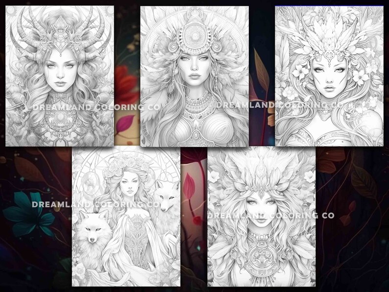 Fantasy Beauties Coloring Book for Adult Kids Downloadable - Etsy