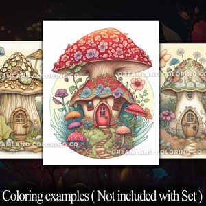 Mushroom Fairy Houses for Fairies Enchanted Fantasy Art Homes 20 Pages ...