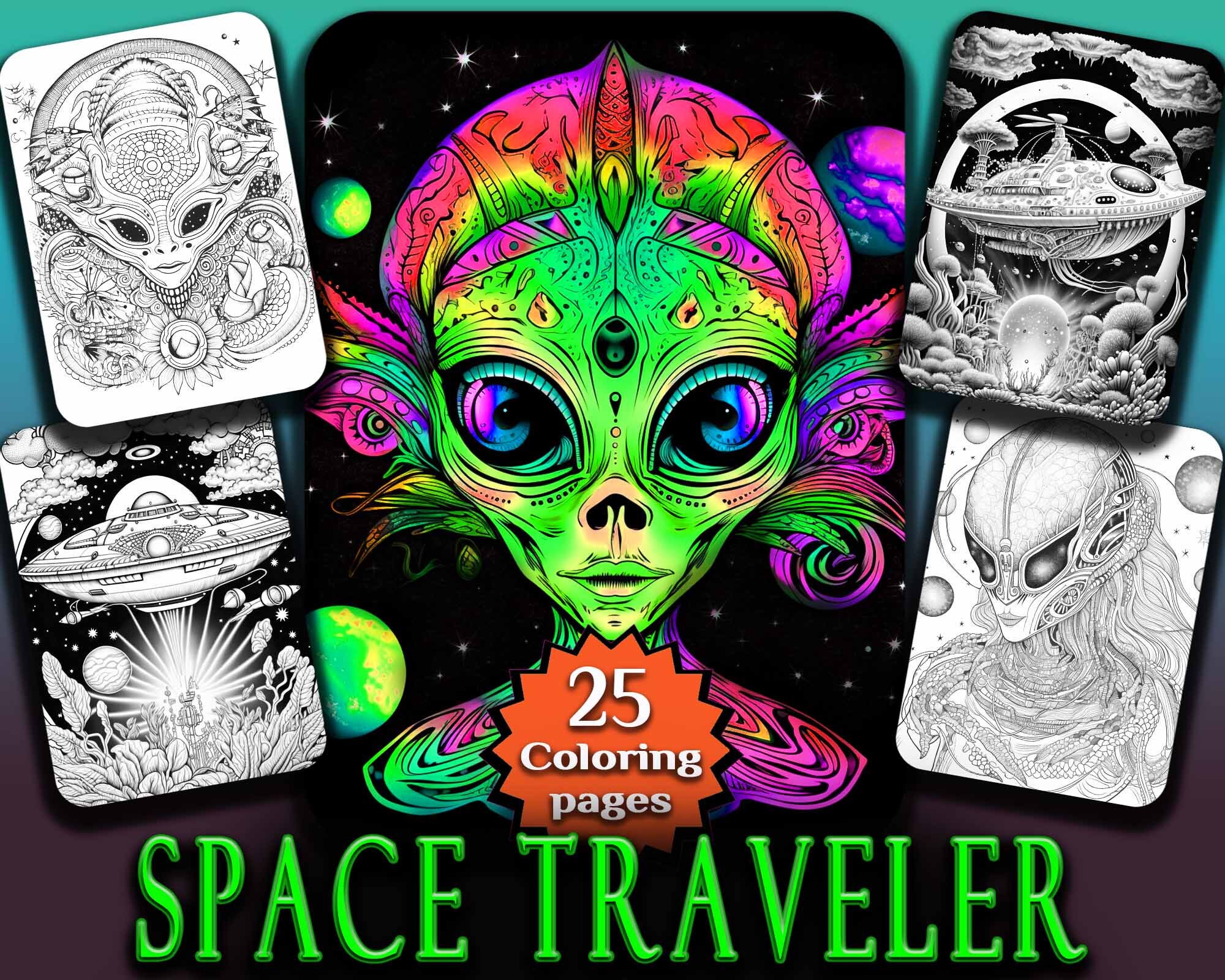 25 Space Traveler UFO Coloring Book Pages for Adults and Kids - Etsy