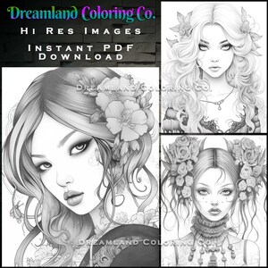 25 Gothic Beauty Coloring Pages Printable Adult Coloring Book Pages ...