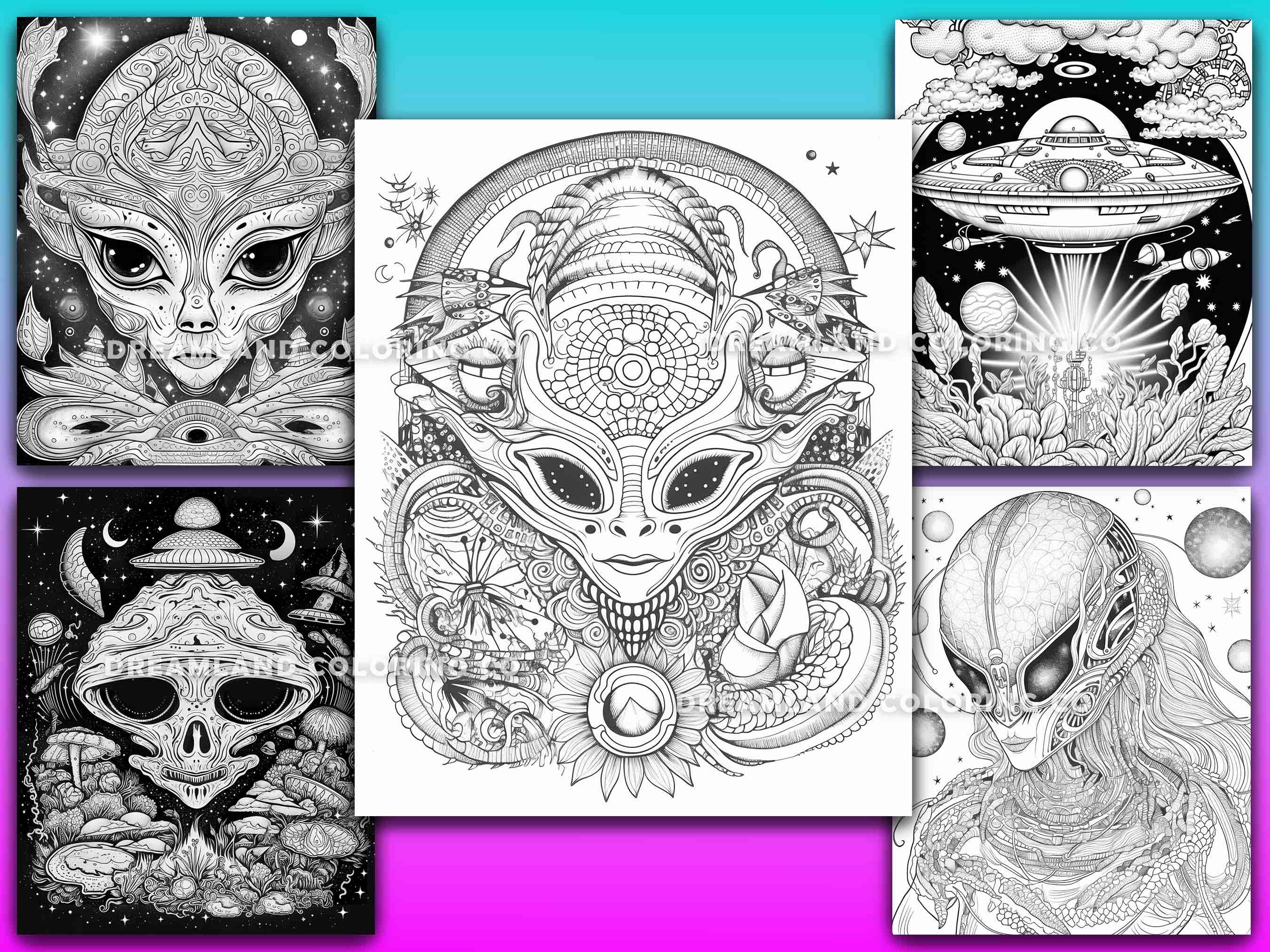 25 Space Traveler UFO Coloring Book Pages for Adults and Kids - Etsy