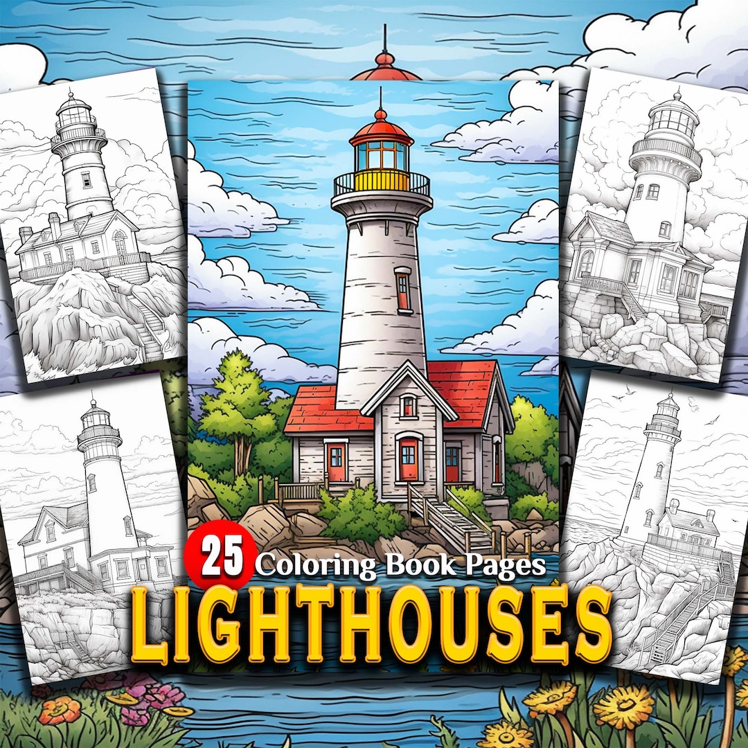 25 Great Lakes Lighthouses Coloring Book Printable Coloring Page for ...