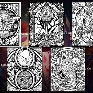 Magical Moon Goddess Stained Glass Coloring Page Book, Adults and Kids ...