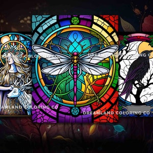Magical Moon Goddess Stained Glass Coloring Page Book, Adults and Kids ...