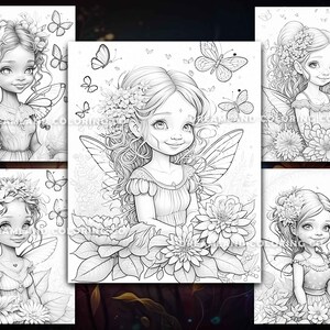 Cute Magical Summer Fairies Coloring Book Pages - Adults + Kids Instant ...